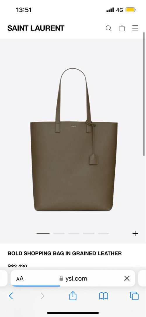 Saint Laurent Bold Shopping Bag in Grained Leather, Luxury, Bags & Wallets on Carousell