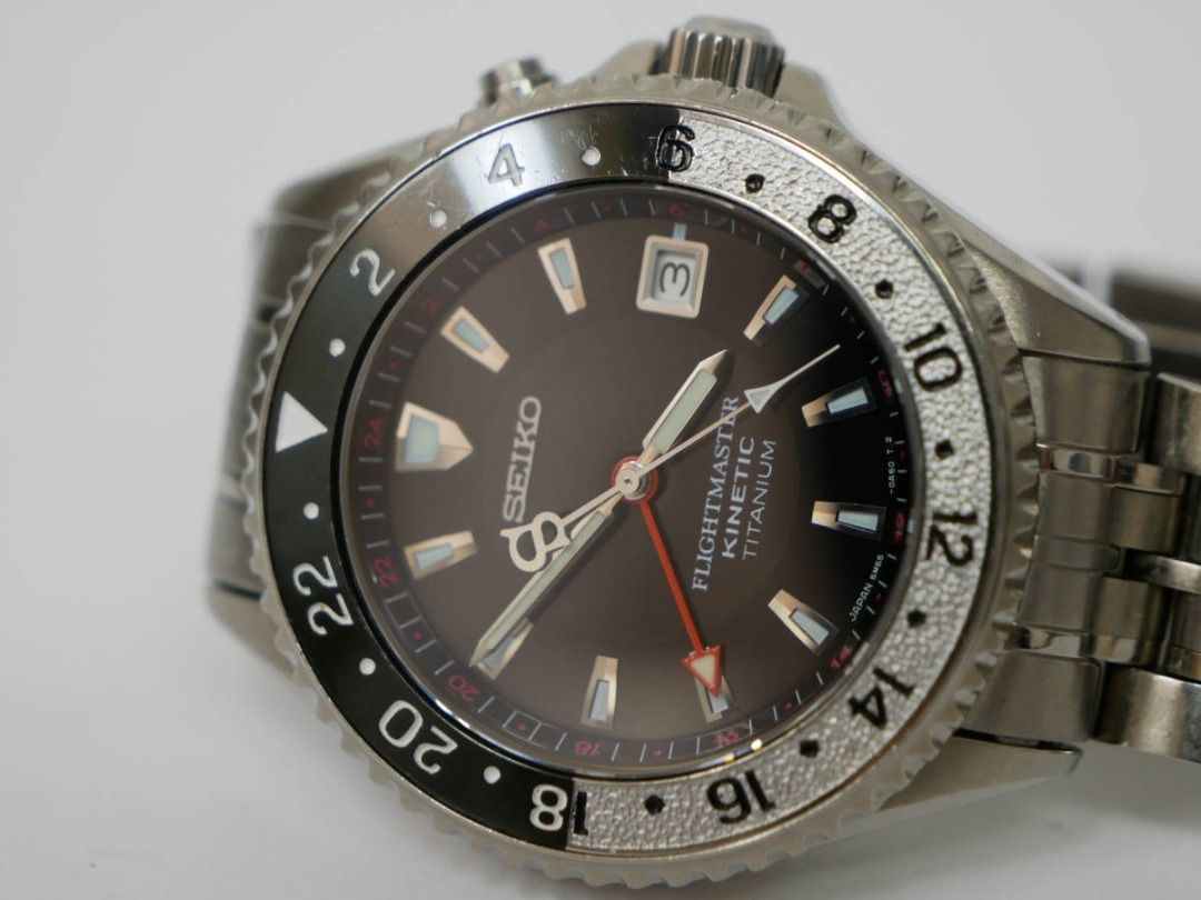 Seiko Prospex Flightmaster SBDW011 GMT Kinetic Titanium Watch, Men's ...