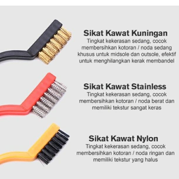 Sikat Kawat besi Stainless Kuningan Nylon 1Set isi 3Pcs pembersih noda ...