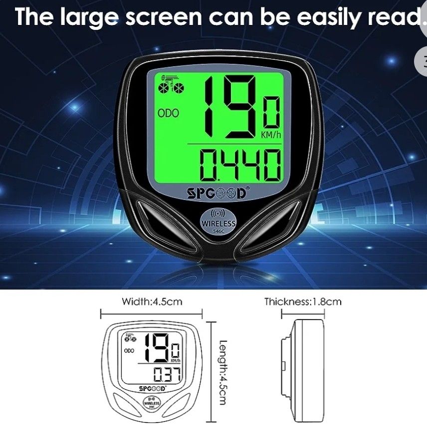 SPGOOD Bike computer wireless 16 functions waterproof LCD speed bike ...