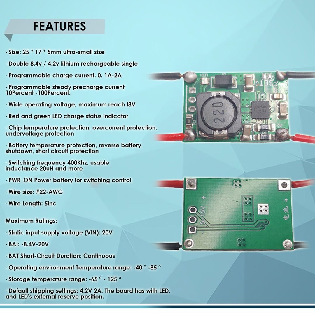 TP5100 with WIRE 4.2V 8.4V 2A, CHARGING MANAGEMENT POWER SUPPLY MODULE ...