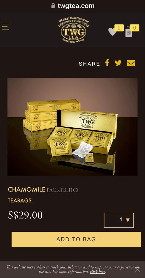 TWG Chamomile (15 cotton tea bags), Food & Drinks, Beverages on Carousell