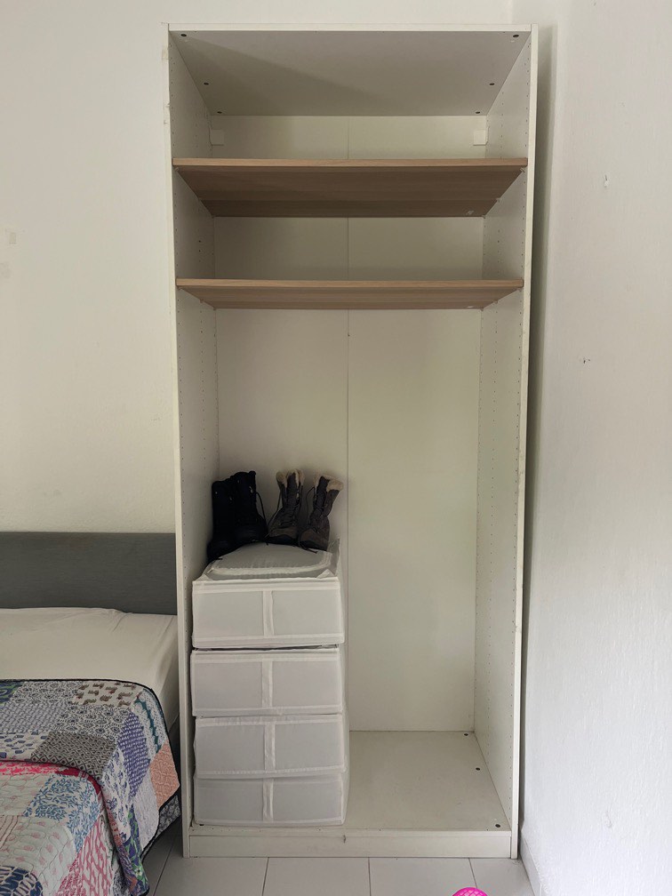 Used tall PAX open wardrobe with two shelves, Furniture & Home Living ...