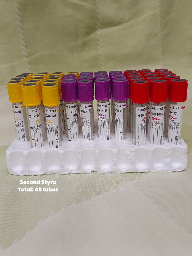 Vacutainer Tubes (Light Blue/Green/EDTA/Gold/Plain/Gray), Health ...