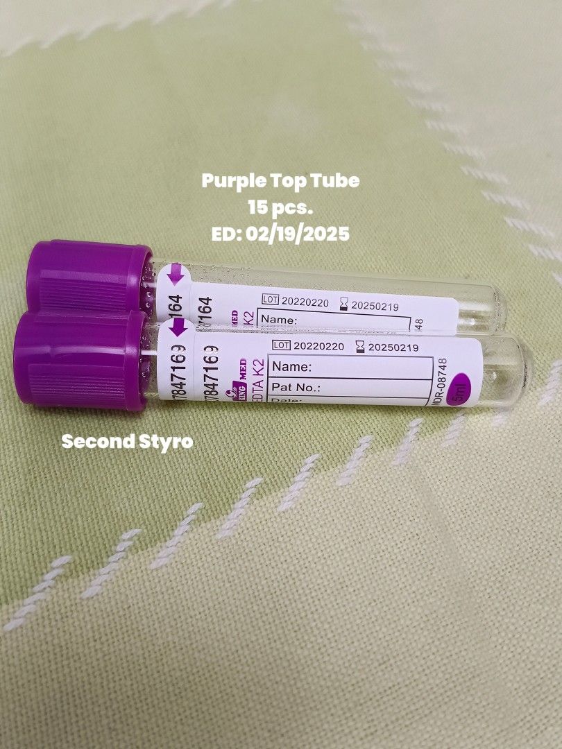 Vacutainer Tubes (Light Blue/Green/EDTA/Gold/Plain/Gray), Health ...