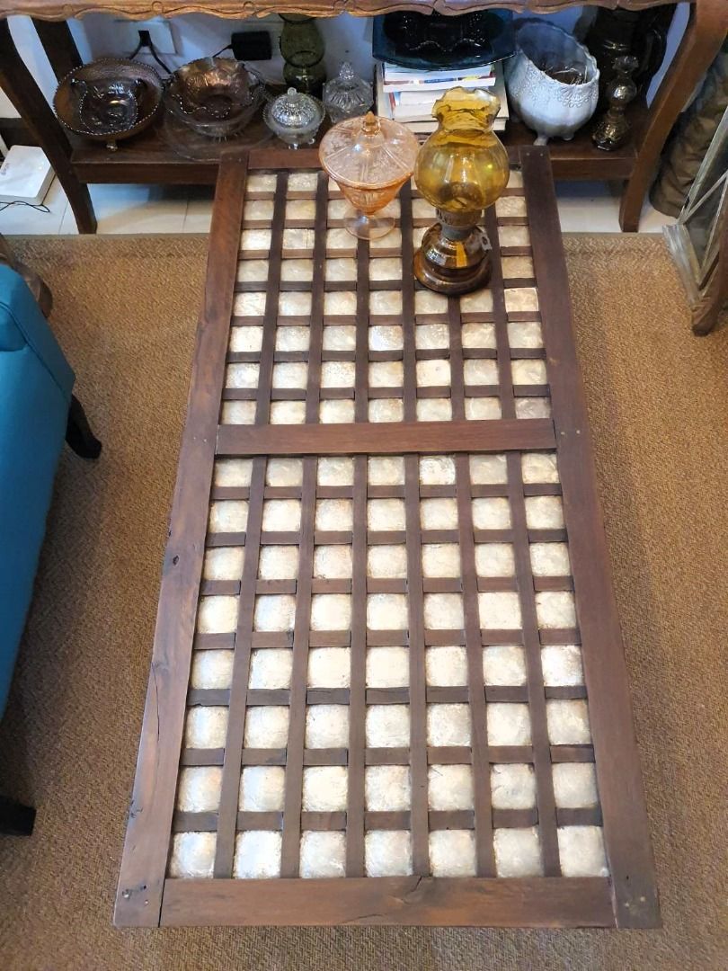Vintage capiz coffee table or center table made from the durable window ...