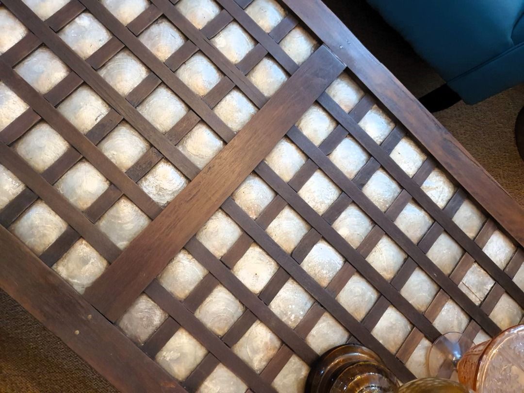 Vintage capiz coffee table or center table made from the durable window ...