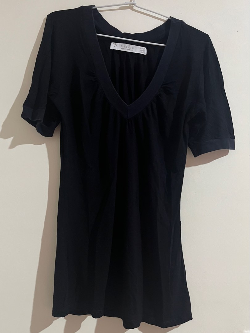 Zara Basic Black Top, Fesyen Wanita, Pakaian Wanita, Atasan di Carousell
