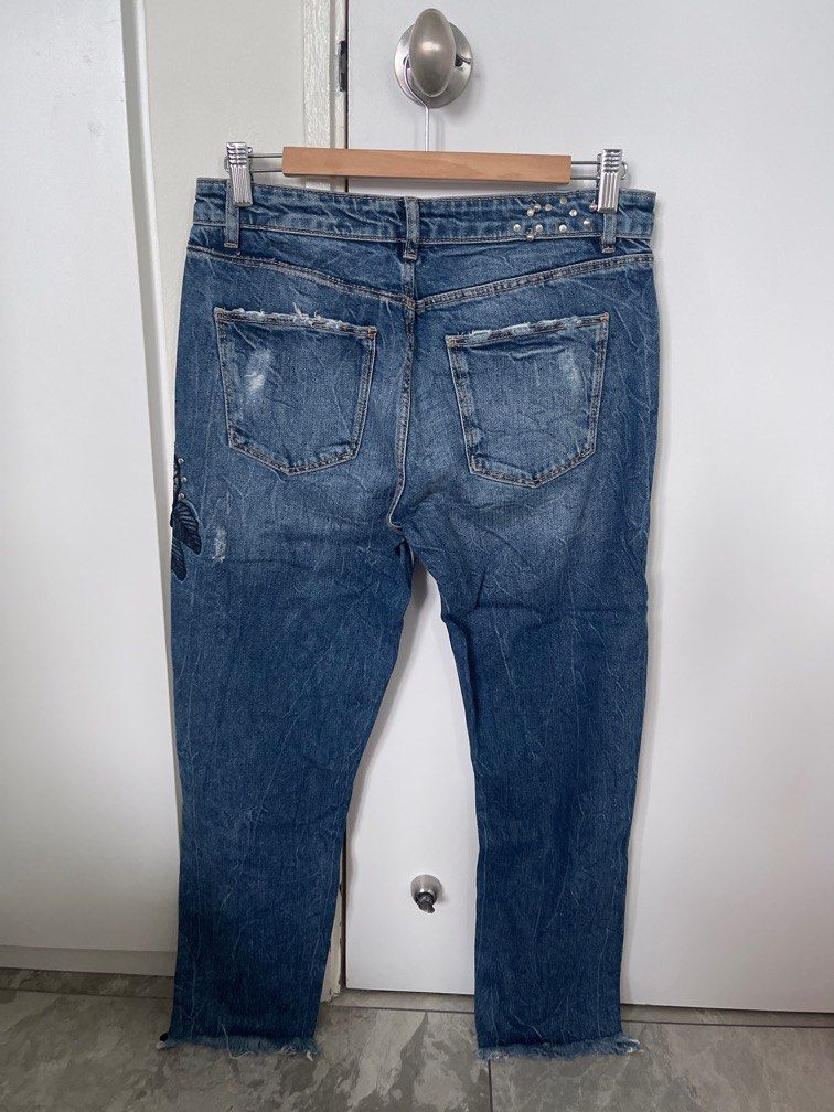 Zara Denim Ripped Jeans, Women's Fashion, Bottoms, Jeans & Leggings on ...