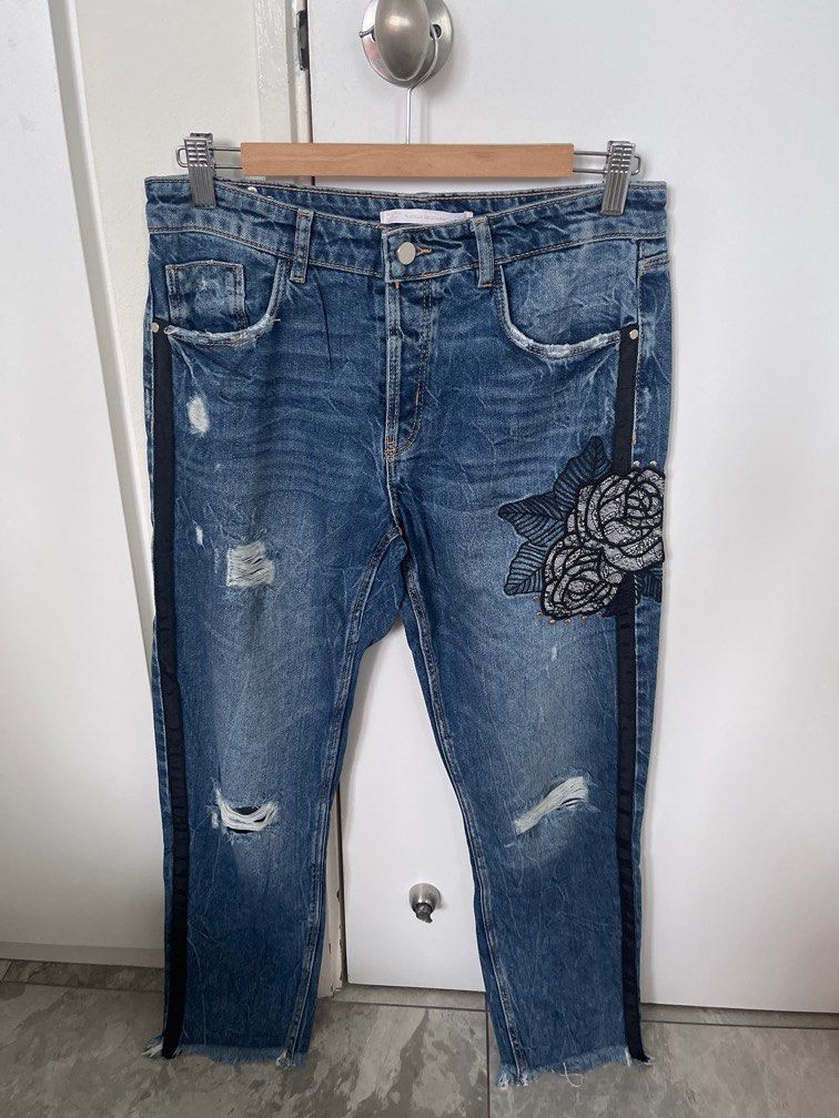 Zara Denim Ripped Jeans, Women's Fashion, Bottoms, Jeans & Leggings on ...