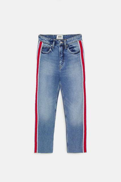 Zara TRF Red Stripe Mom Jeans on Carousell