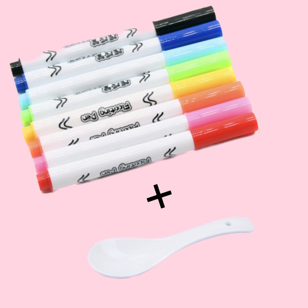 8Colors Magical Floating Ink Pen with Spoon kids toys, goodie bag,kids ...