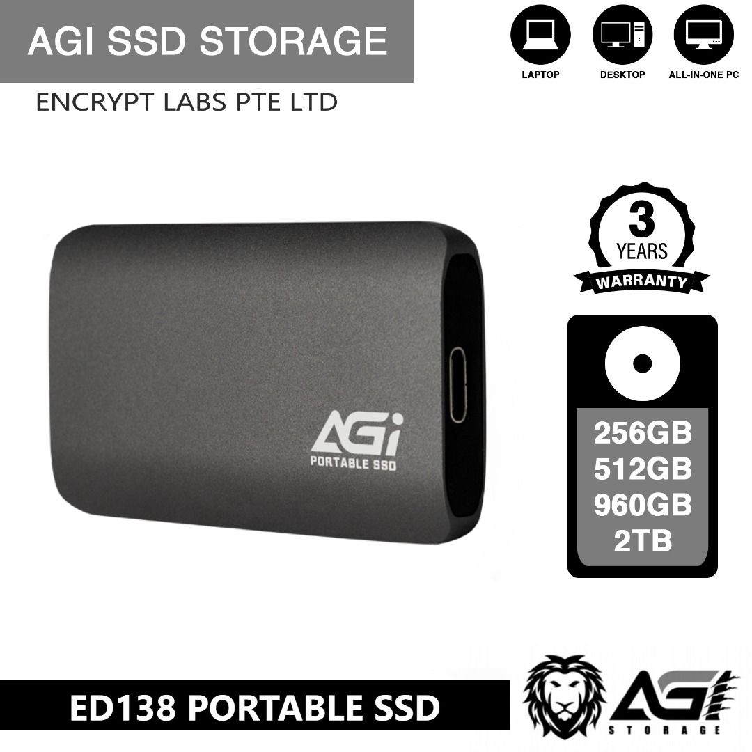 AGI Portable SSD ED138 512GB/ 1TB | External Solid State Drives Support ...