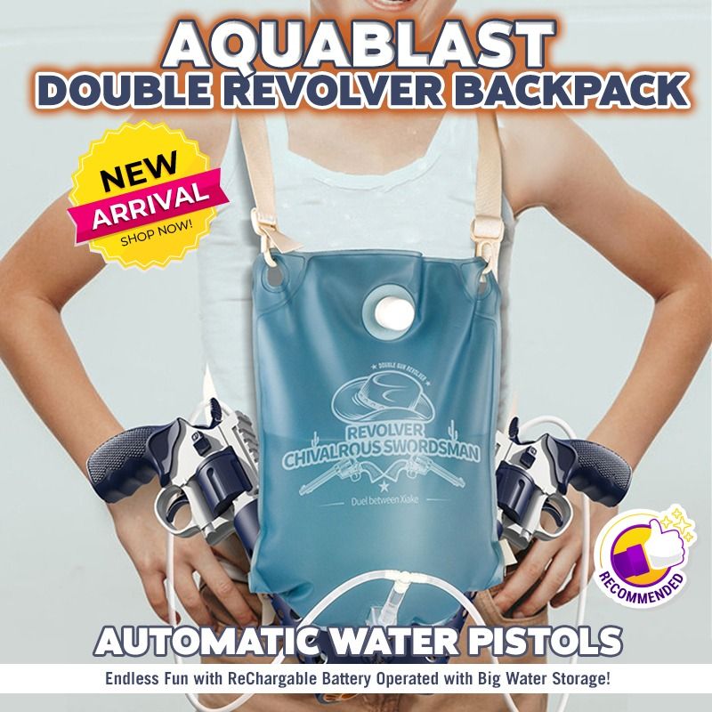 Aquablast Double Water Gun Backpack Big Capacity Bag Boys Girls Kids ...