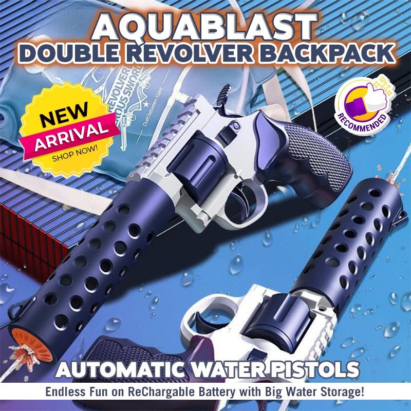 Aquablast Double Water Gun Backpack Big Capacity Bag Boys Girls Kids Children Toy Play Electric ...