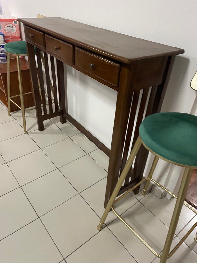 Free Delivery Teak Bar table 100cm high console, Furniture & Home ...
