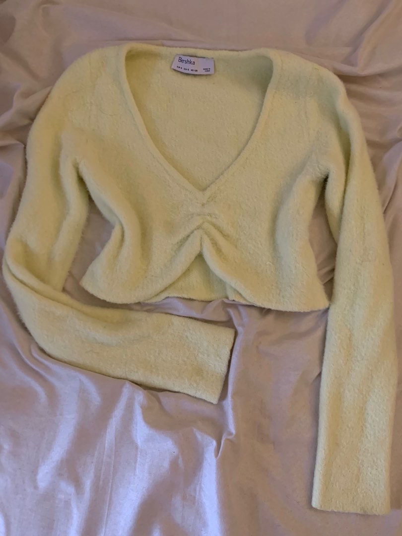 Bershka Yellow Fuzzy top on Carousell
