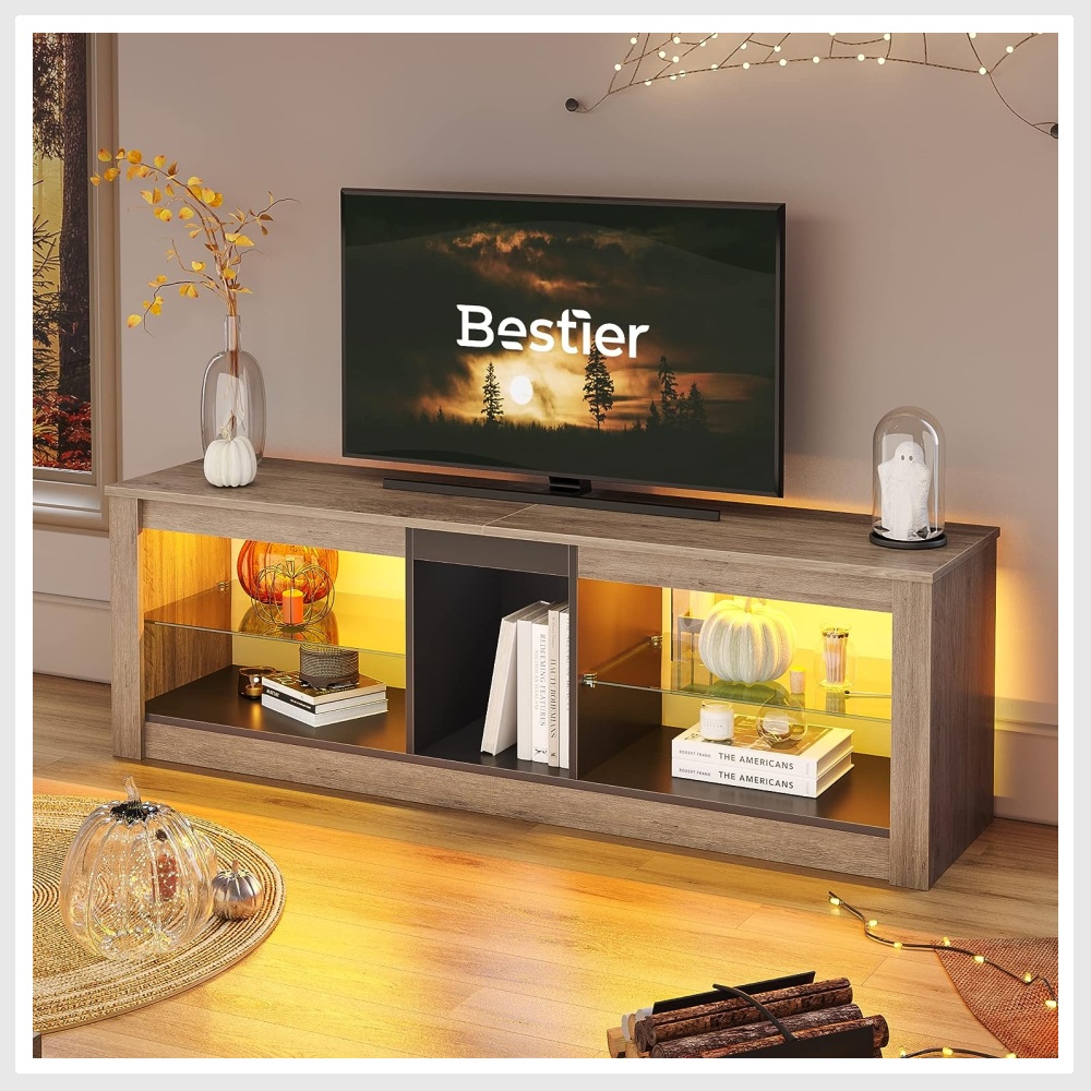 Bestier Entertainment Center LED Gaming TV Stand for 55+ Inch TV ...