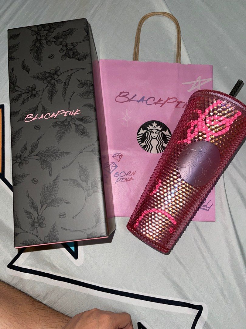 Blackpink x Starbucks Pink Doodle Cold cup Jisoo’s pick, Furniture ...