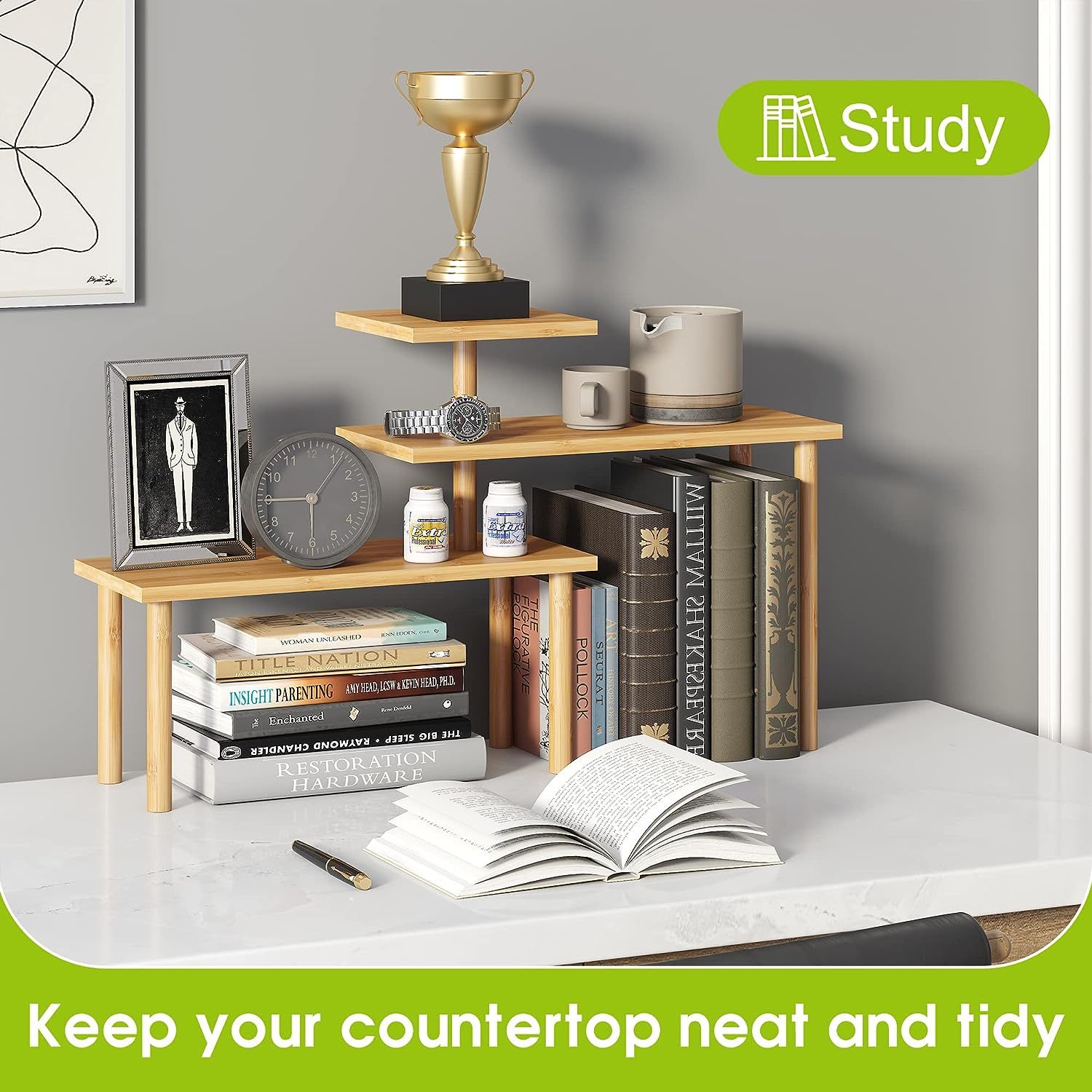 BMOSU Kitchen Corner Shelf Countertop Organizer Adjustable Spice Rack ...