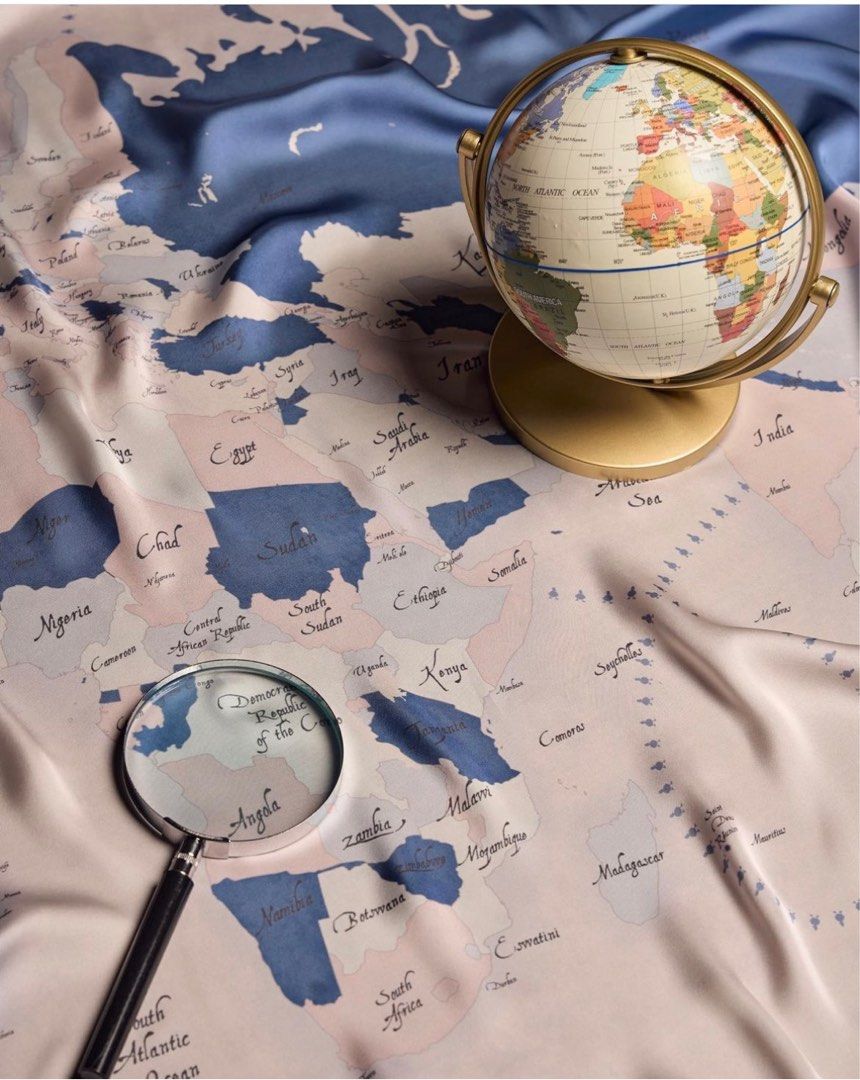 BNIB The World Map dUCk Shawls in Stone and Pastel, Women's Fashion ...