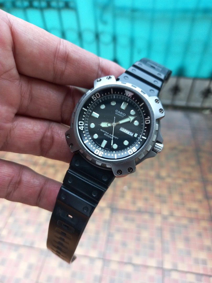 Casio Tuna MD703 vintage seiko citizen orient diver, Fesyen Pria, Jam ...