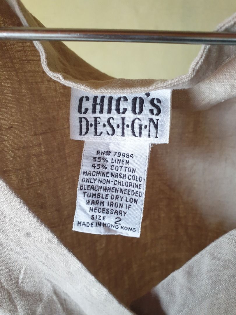 Chico's Design Sleeveless Top Light Brown Linen Cotton, Women's Fashion ...