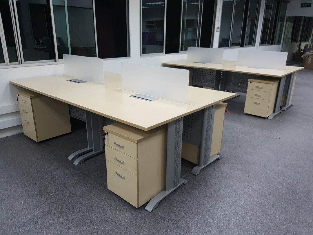 Clearing office desk 4 seater / workstation, Furniture & Home Living ...