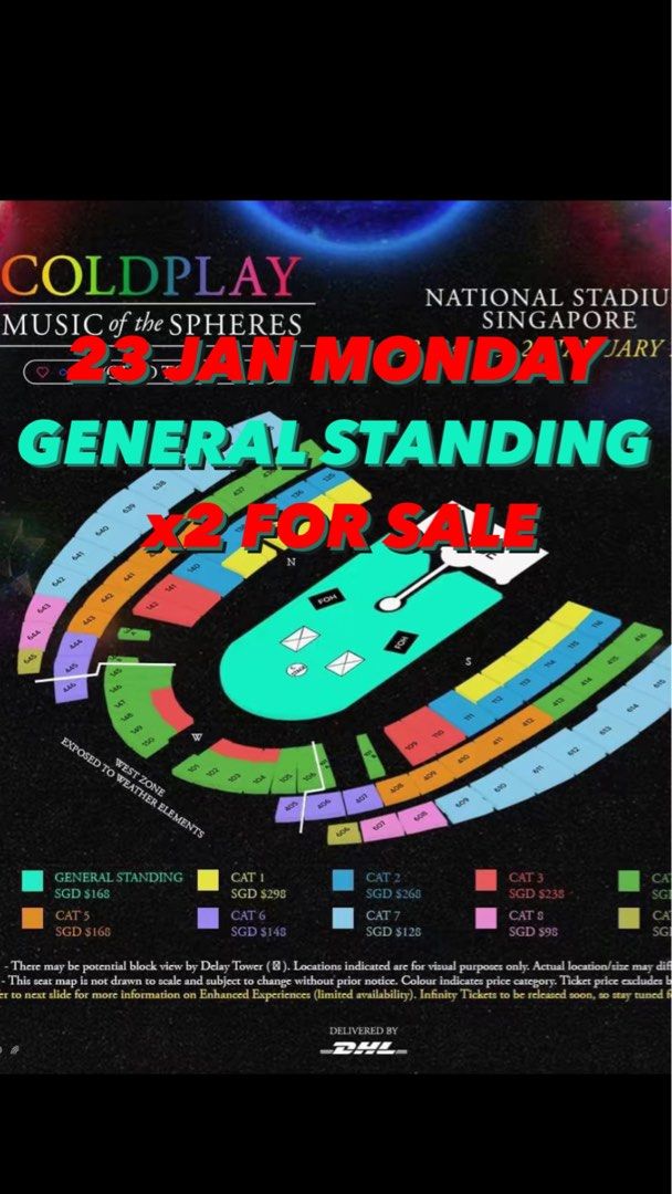 Coldplay Standing 23 JAN, Tickets & Vouchers, Event Tickets on Carousell