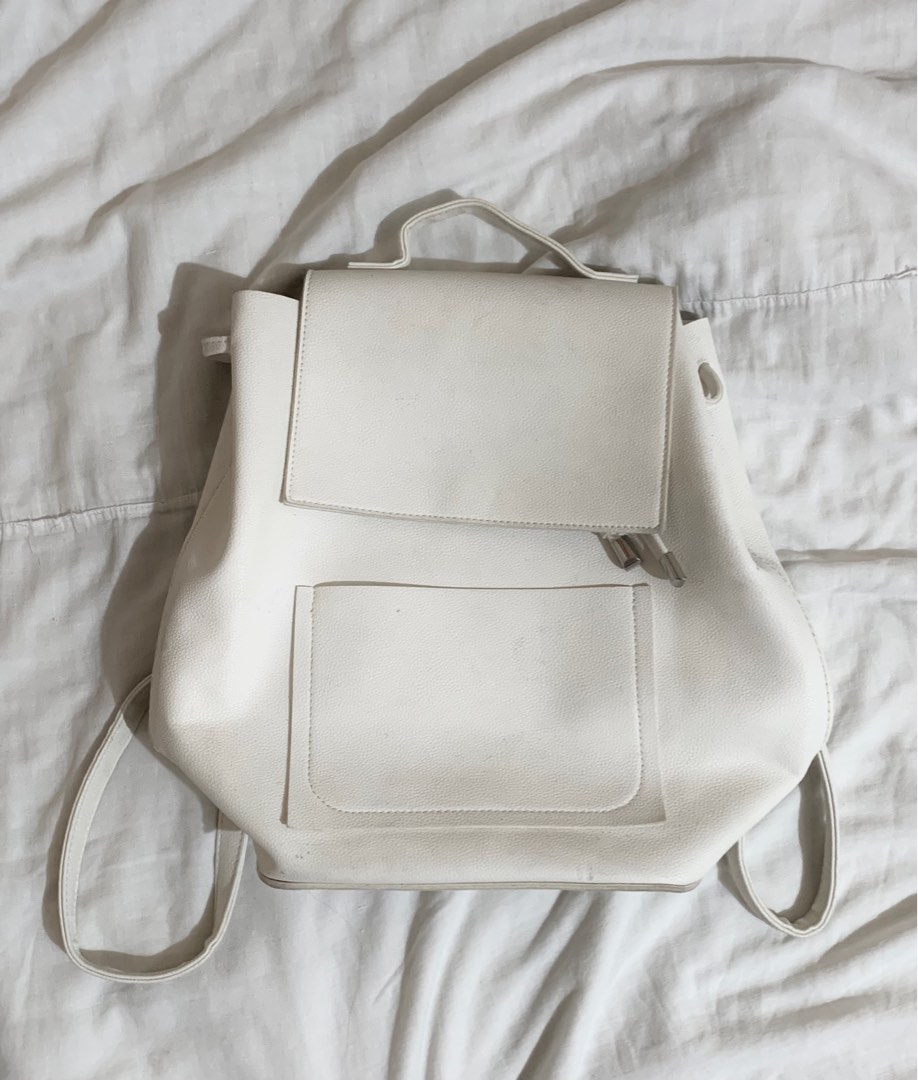 cream leather backpack on Carousell