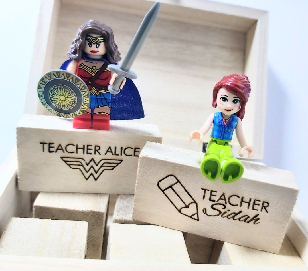 Custom engrave blocks with teachers name and minifigures, Hobbies ...