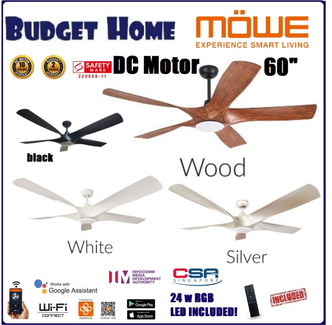 Dc Smart ceiling fan // Mowe mw600F, Furniture & Home Living, Lighting ...