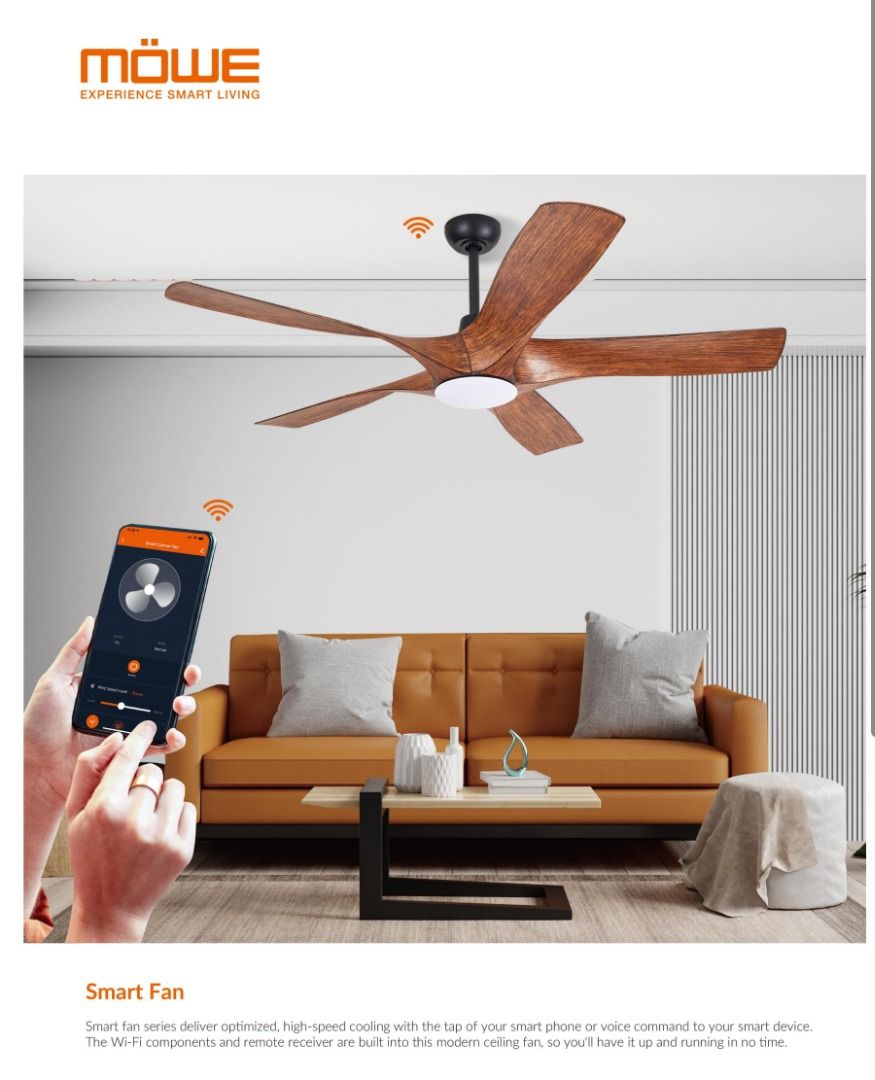 Dc Smart ceiling fan // Mowe mw600F, Furniture & Home Living, Lighting ...