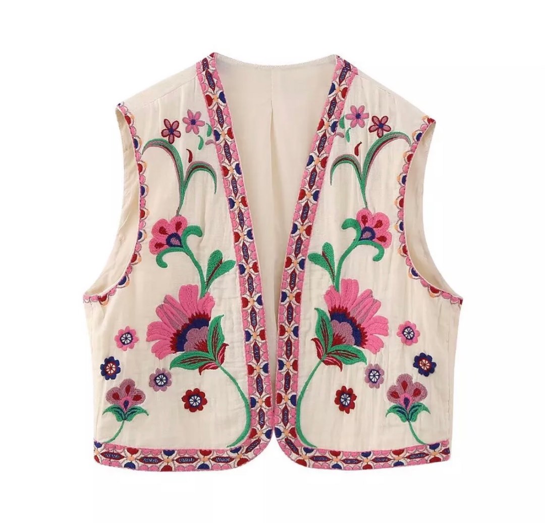 ON-HAND Embroidery vest top, Women's Fashion, Coats, Jackets and ...
