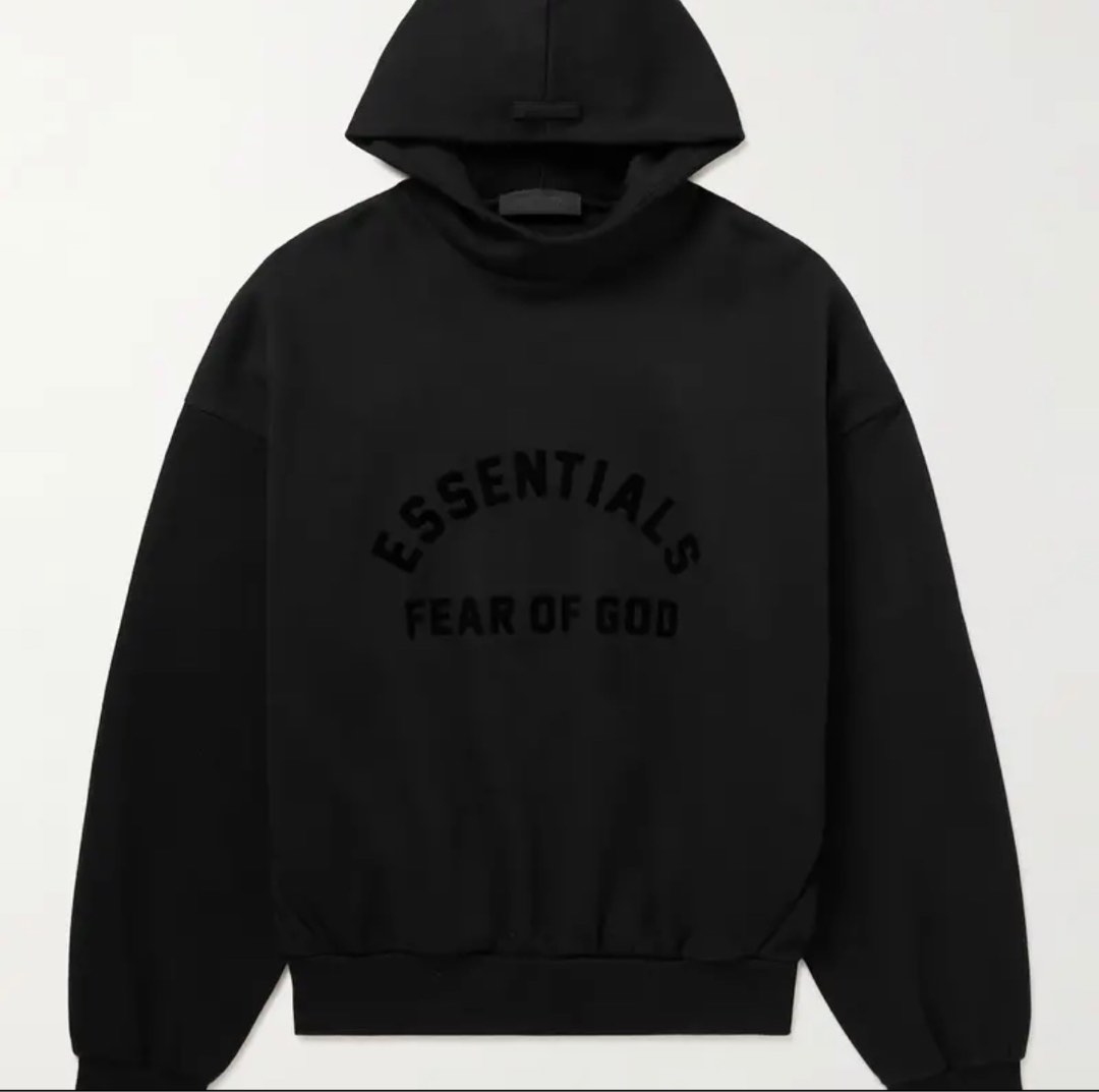 Essentials FOG SS23 Jet Black Hoodie, Men's Fashion, Tops & Sets ...