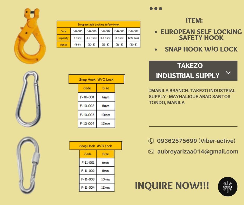 EUROPEAN SELF LOCKING SAFETY HOOK/ SNAP HOOK W/LOCK on Carousell