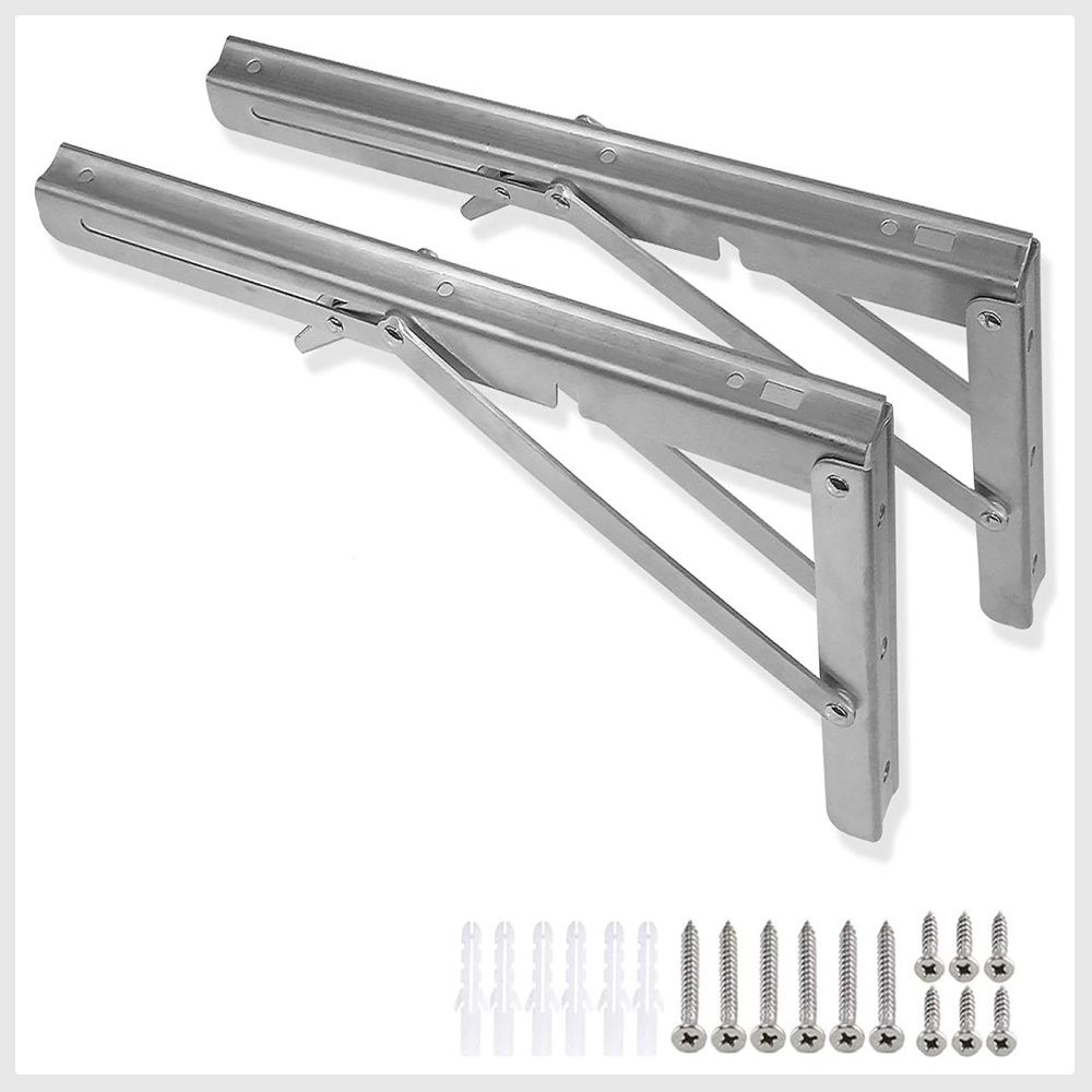 Folding Shelf Brackets - Heavy Duty Stainless Steel Collapsible Shelf ...