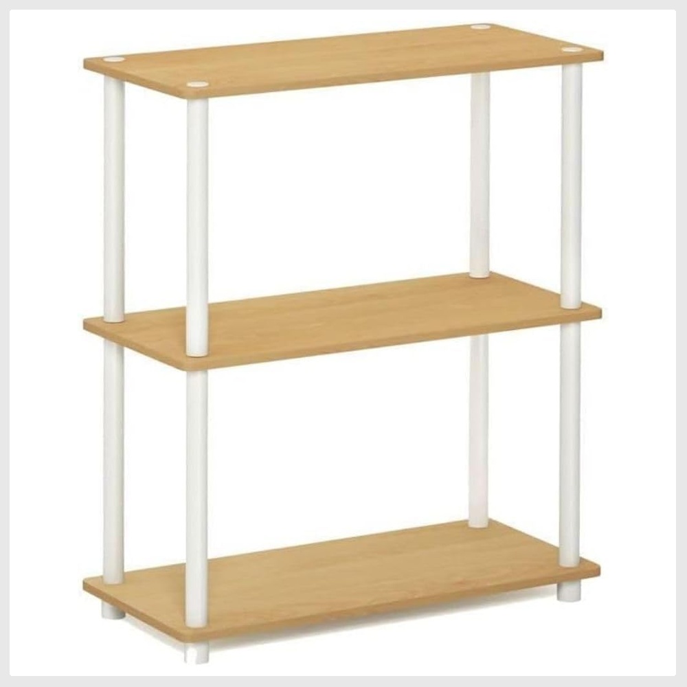 Furinno Turn-N-Tube Display Rack, 3-Tier Single, Beech (Beech/White ...