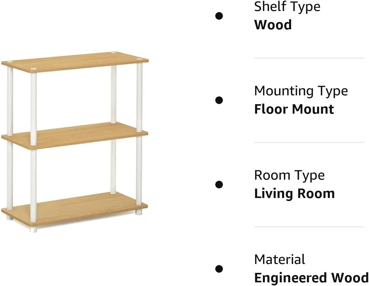 Furinno Turn-N-Tube Display Rack, 3-Tier Single, Beech (Beech/White ...