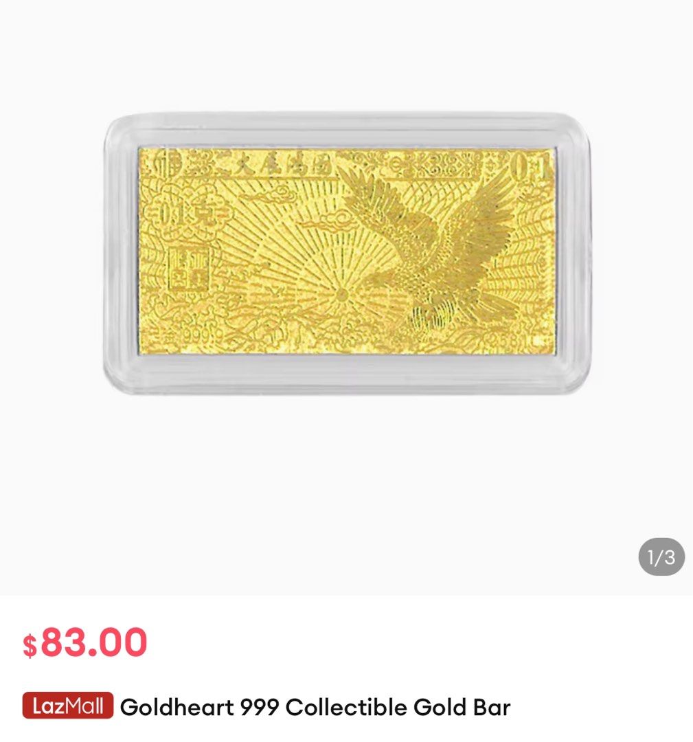Goldheart 999 Collectible Gold Bar, Hobbies & Toys, Memorabilia ...