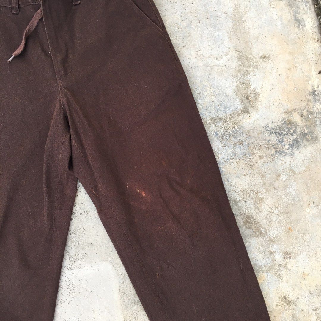 gu japan ankle pant loose unisex earth tone brown, Men's Fashion ...