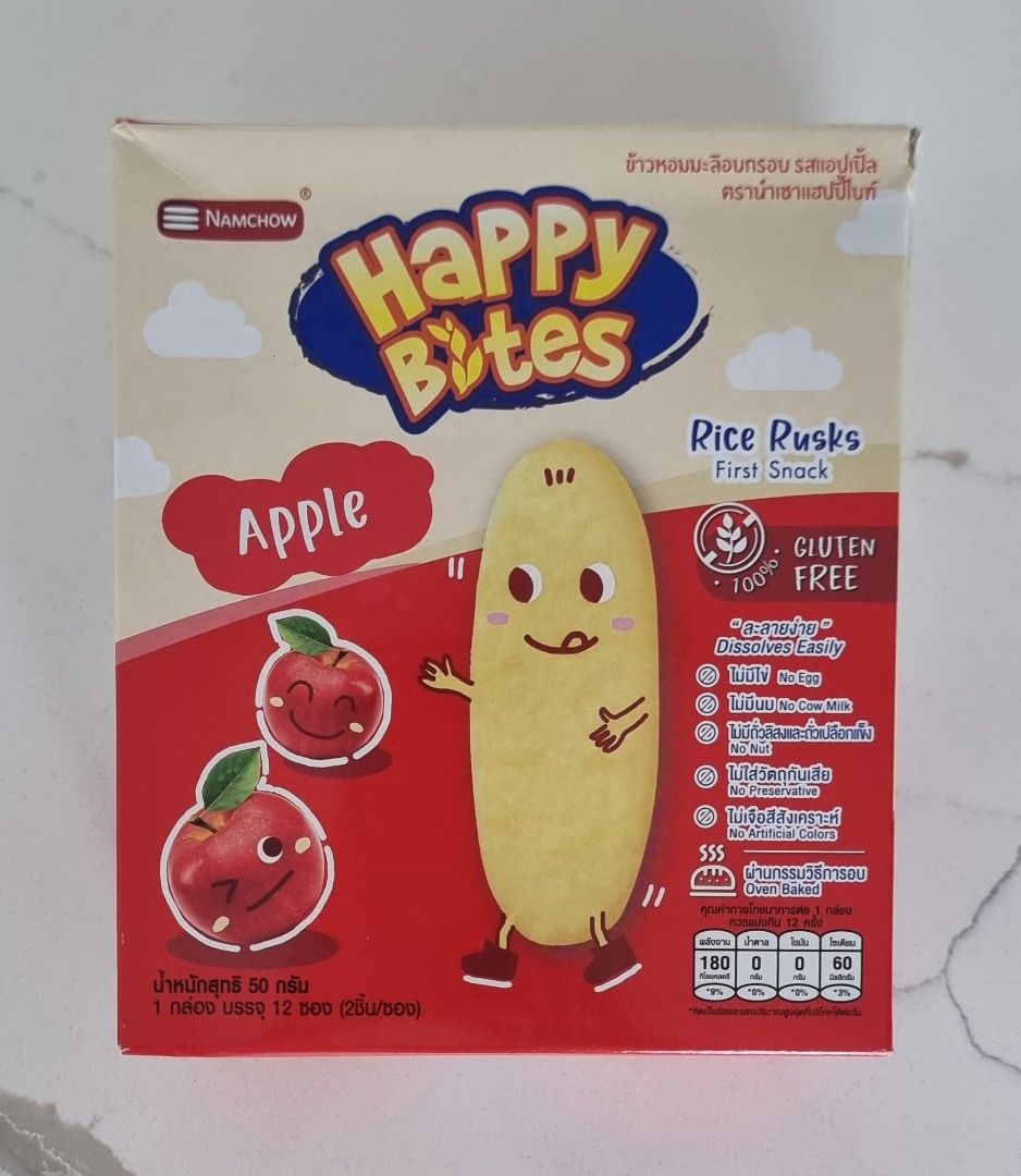 Happy Bites Rice Rusks (Apple), Babies & Kids, Nursing & Feeding ...