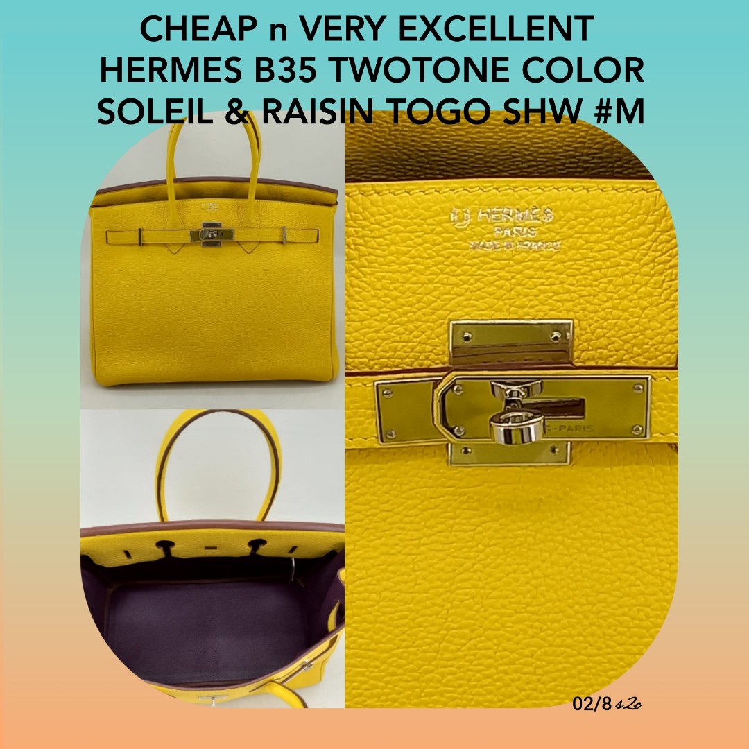 HERMES BIRKIN 35 TWOTONE COLOR SOLEIL RAISIN TOGO SHW, Barang Mewah, Tas & Dompet di Carousell