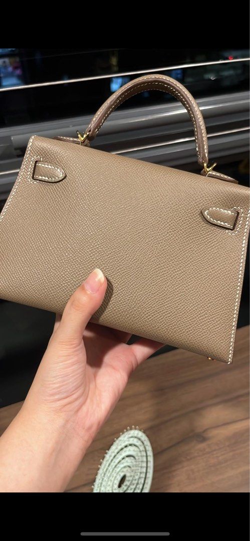 Hermes Mini Kelly Etoupe, Luxury, Bags & Wallets on Carousell