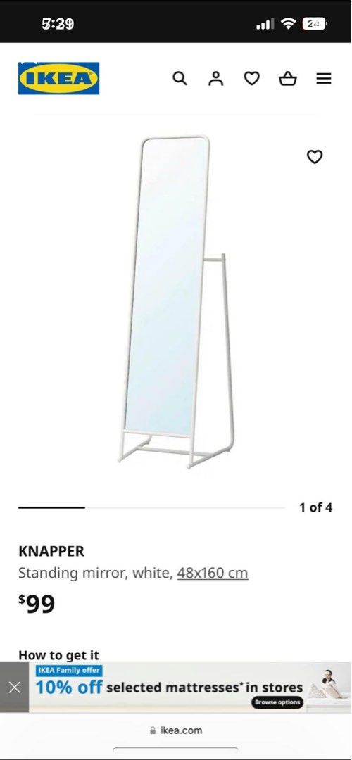 ikea knapper standing mirror, Furniture & Home Living, Home Decor ...