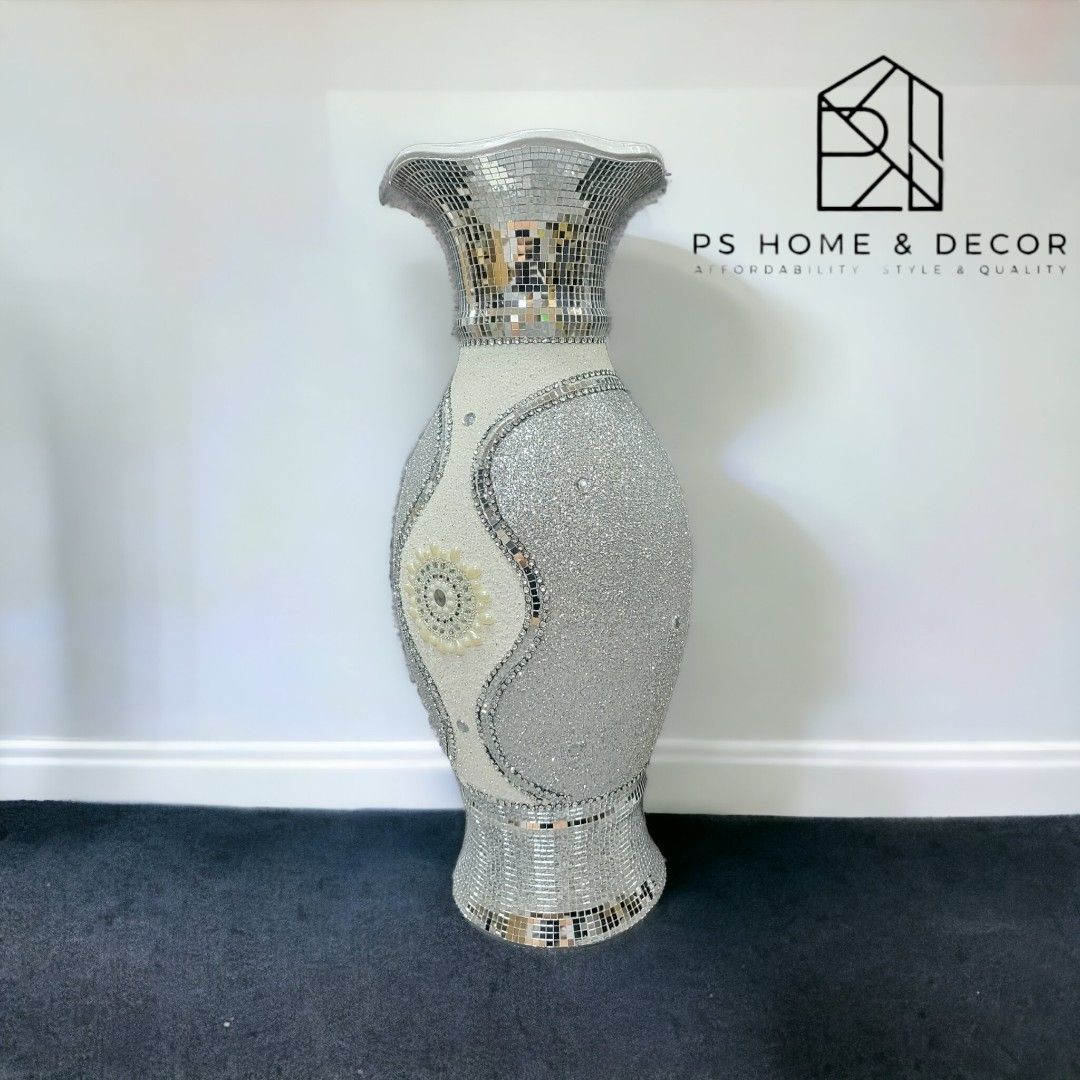 In Stock Ceramic Sparkling Crystal Floor Vase with Pearl Decor ...