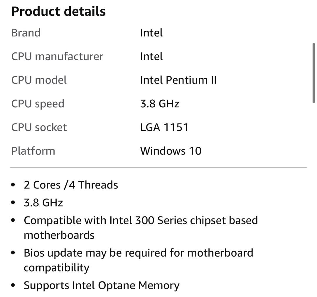 Intel Pentium Gold G5420 Lga1151 Processor 2 Core 38 Ghz Computers And Tech Parts And Accessories