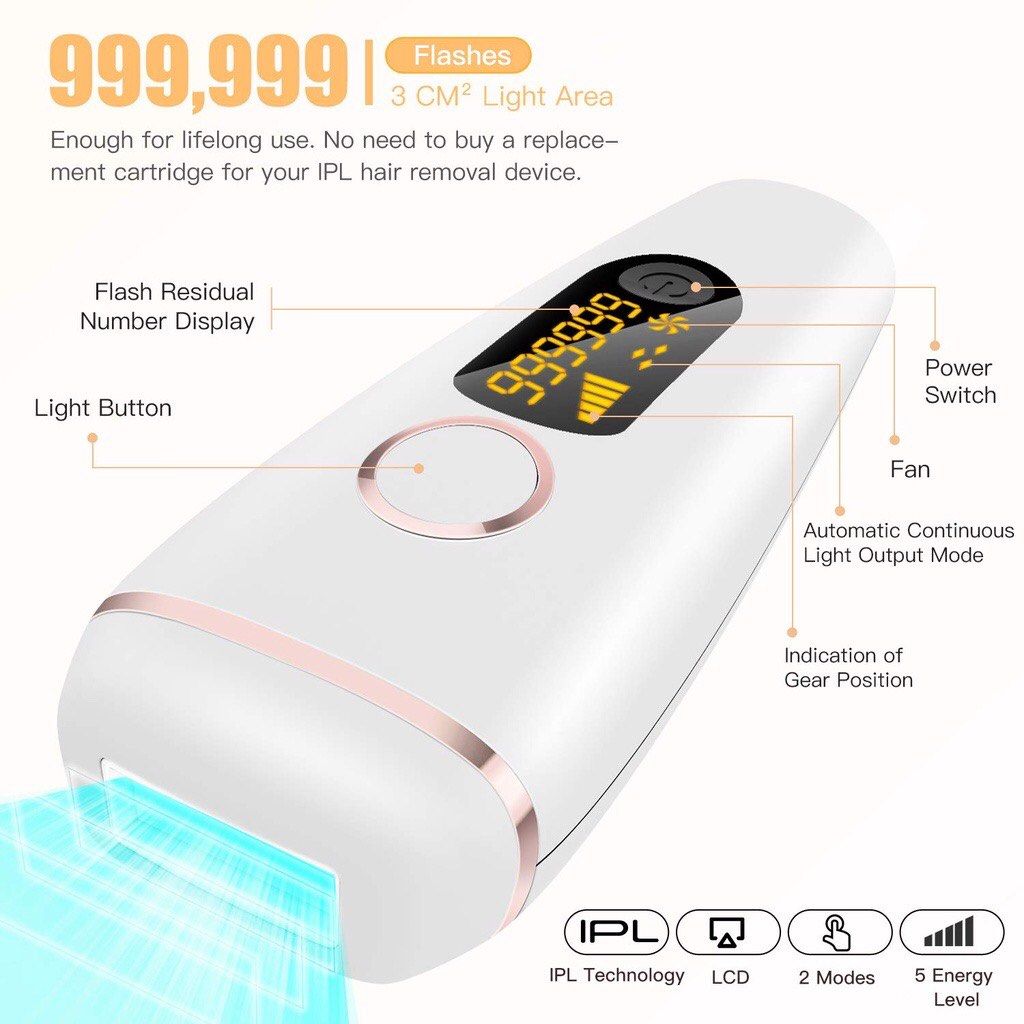 IPL Hair Removal Device IPL Permanent Painless Hair Remover Facial Body ...