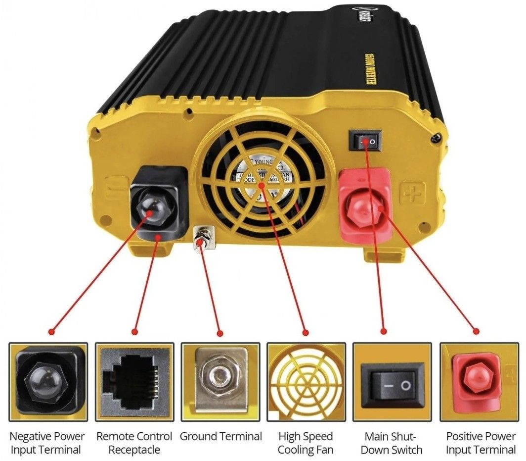 6.2)Krieger 1100 Watt 12V Power Inverter Dual 110V AC Outlets ...