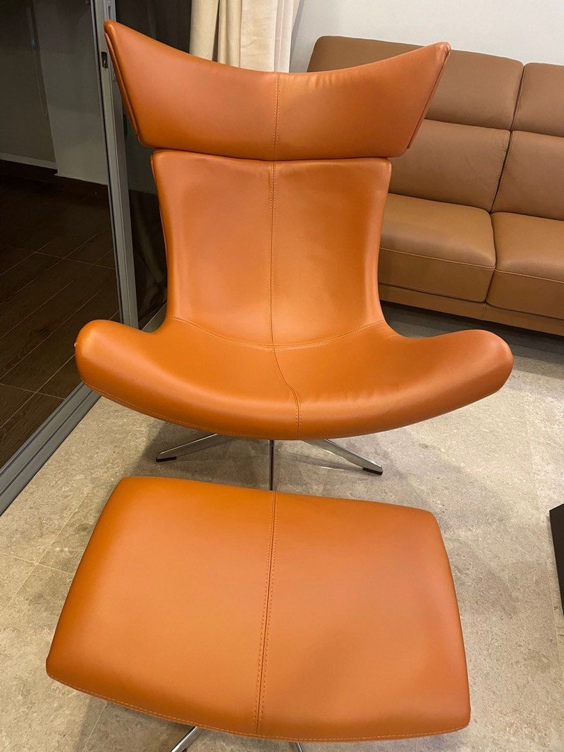 Leather Sofa with leg rest, Furniture & Home Living, Furniture, Chairs ...